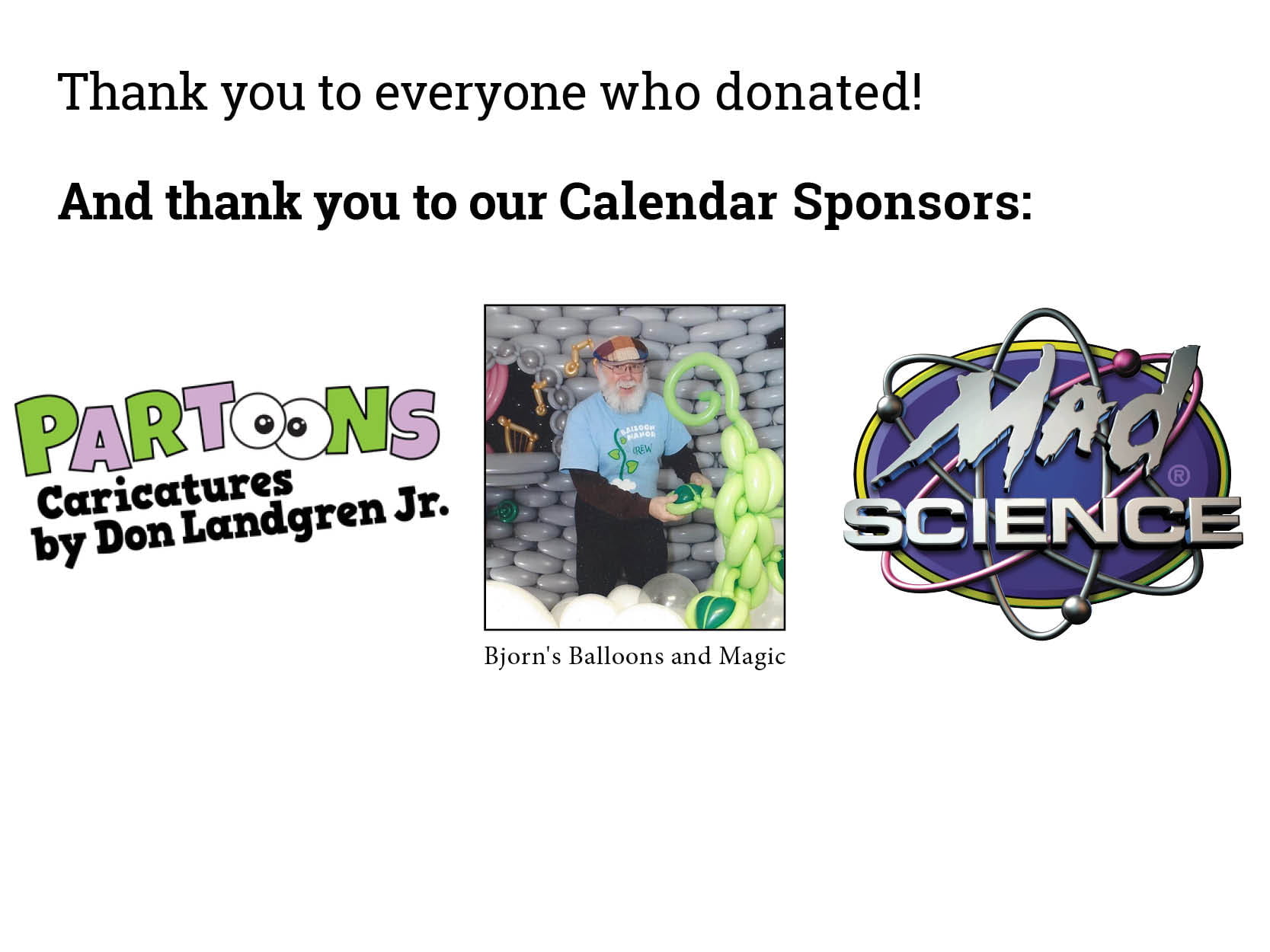 Calendar Raffle Fundraiser! - Kids Klub